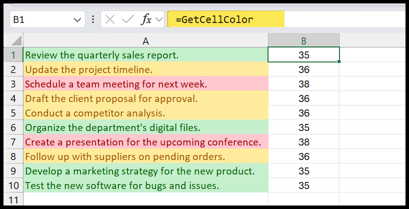 How to Count the Colored Cells in Excel