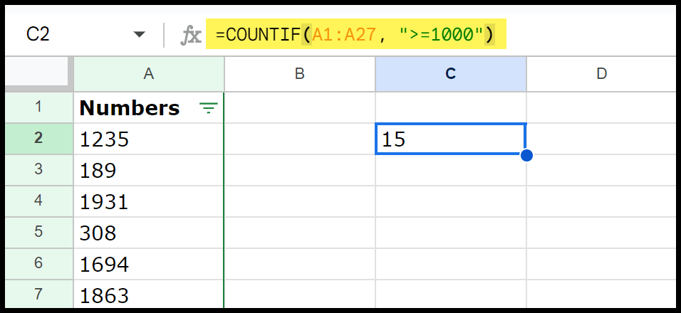 How to use Greater Than or Equal To in Google Sheets