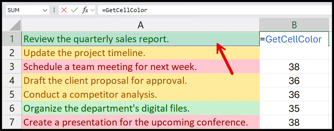 How to Count the Colored Cells in Excel