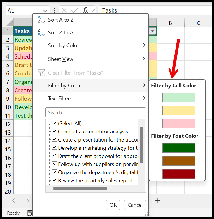How to Count the Colored Cells in Excel