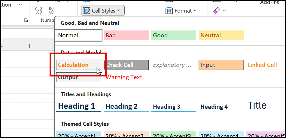 How to Apply Calculation Style in Excel